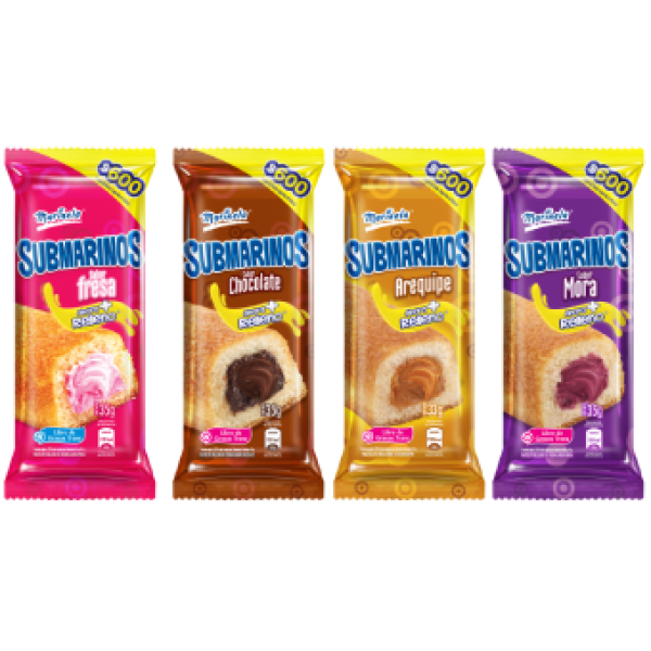 Submarinos Marinela Sabores surtidos Paquete X 33 Gramos
