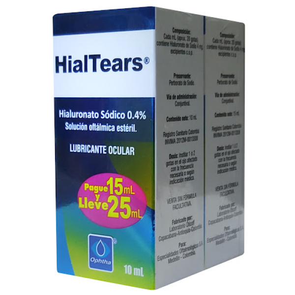Hialtears 0.4% solución oftálmica Frasco X 15+10 Ml