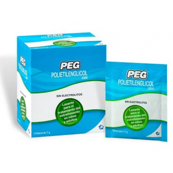 PEG 3350 laxante para niños y adultos Caja X 12 Unidades (17 Gramos)