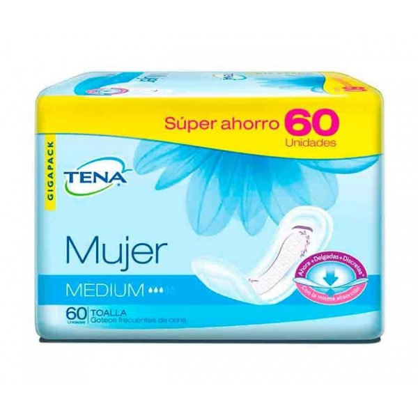 Tena Toallas mujer Medium Paquete X 60 Unidades